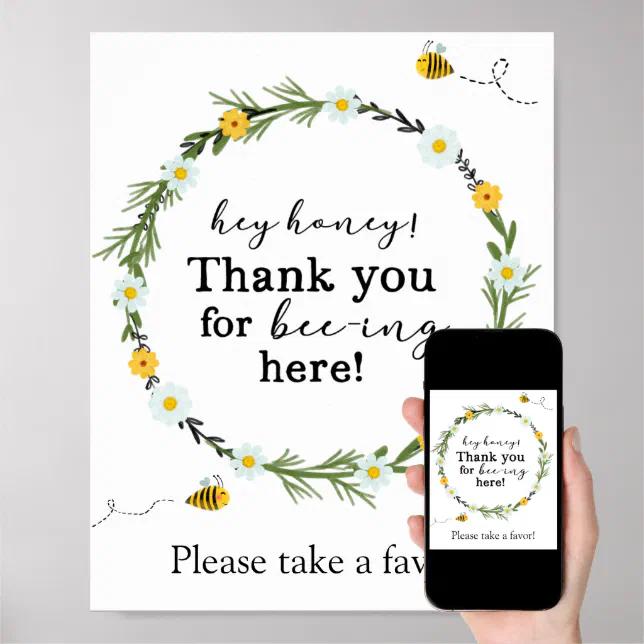 Hey Honey Bee Favor Sign | Zazzle