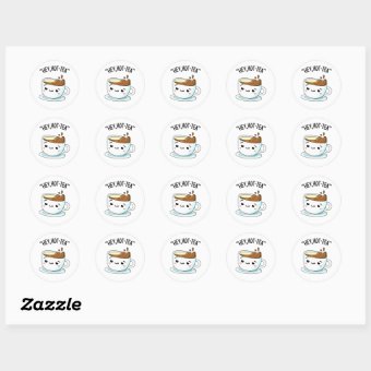 Hey Hot-Tea Funny Cuppa Tea Pun Classic Round Sticker | Zazzle