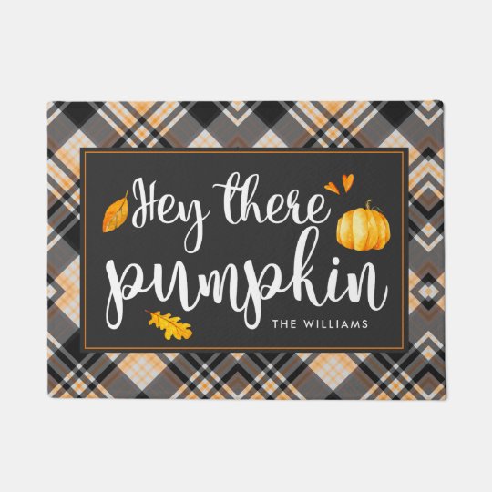 Hey There Pumpkin | Personalized Fall Doormat | Zazzle.com