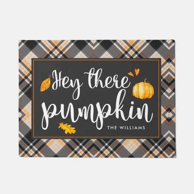 Hey There Pumpkin | Personalized Fall Doormat | Zazzle
