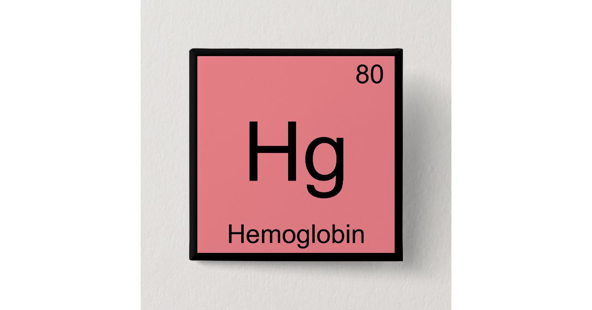 Hg - Hemoglobin Chemistry Element Symbol Blood Tee Button | Zazzle