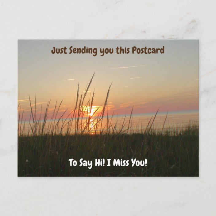 Hi and I miss you Sunset over the Ocean Scene Postcard | Zazzle.com