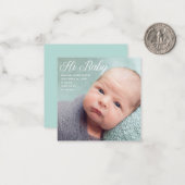 Hi Baby Photo Chic White Script Birth Announcement | Zazzle