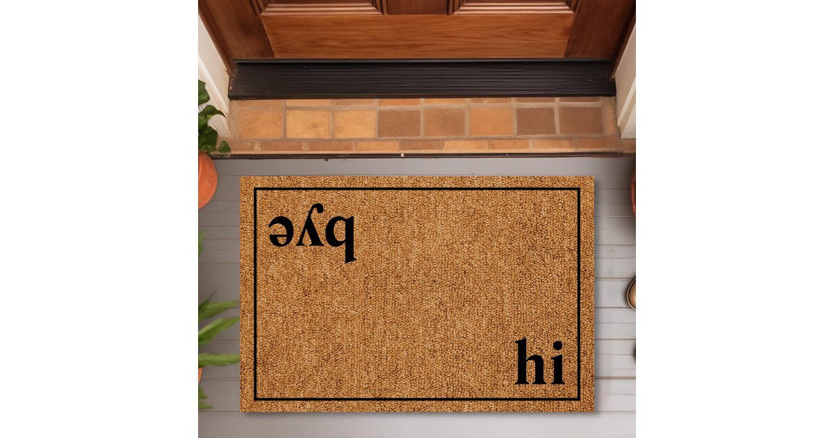 Hi Bye Modern Custom Family Doormat | Zazzle