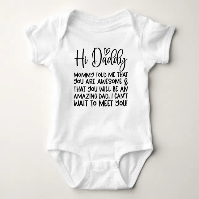Hi Daddy Pregnancy Announcement to Husband Baby Bodysuit | Zazzle