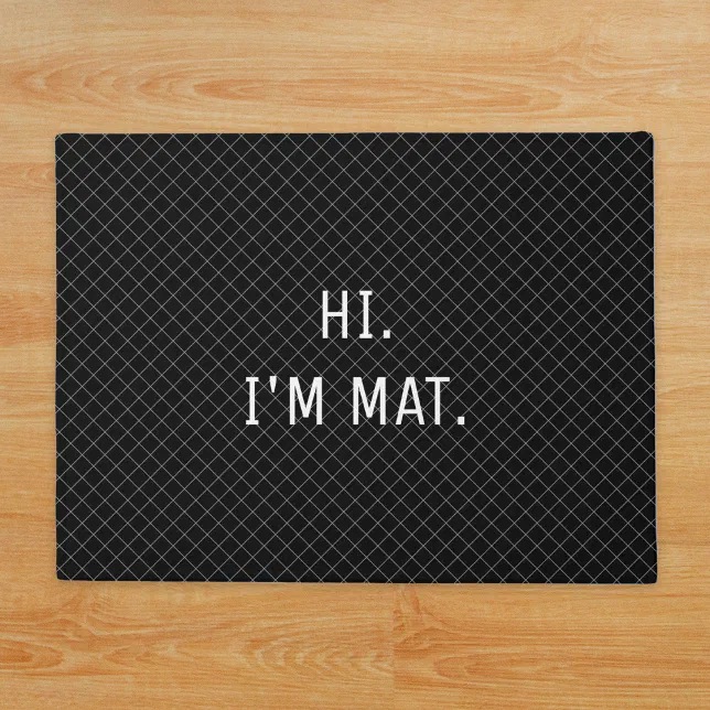 Hi Funny Humor Modern Black Checkered Entrance Doormat | Zazzle
