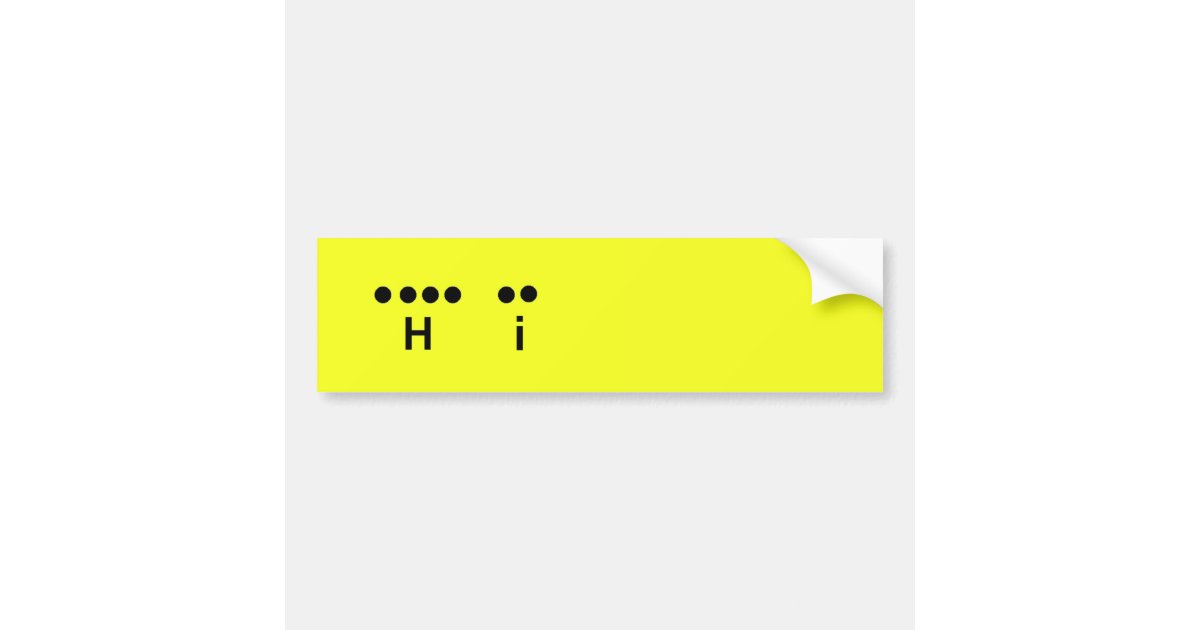"Hi" Morse Code Yellow Customize it Bumper Sticker | Zazzle
