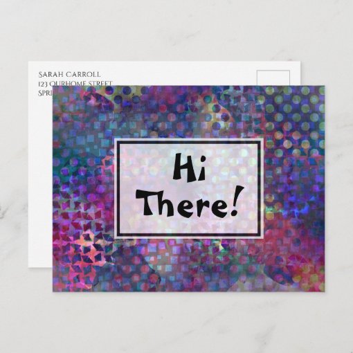 "Hi There!" Multicolored, Unique Abstract Art Postcard | Zazzle