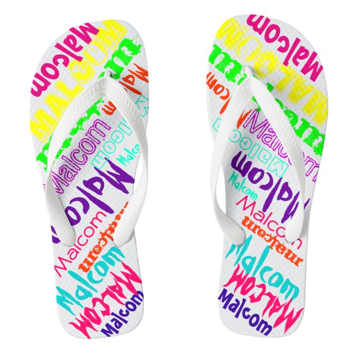 Hi Top Sneakers Personalized Name in colors Flip Flops | Zazzle.com
