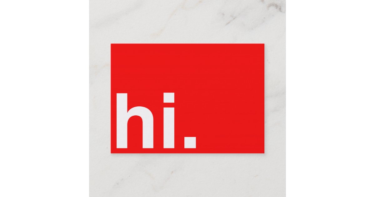 HI Typography Red Modern Business Card | Zazzle