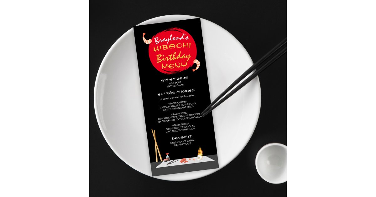 Hibachi Birthday Dinner Hibachi Party Menu | Zazzle
