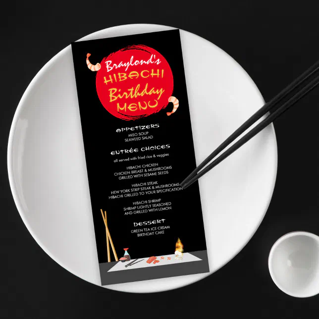 Hibachi Birthday Dinner Hibachi Party Menu | Zazzle