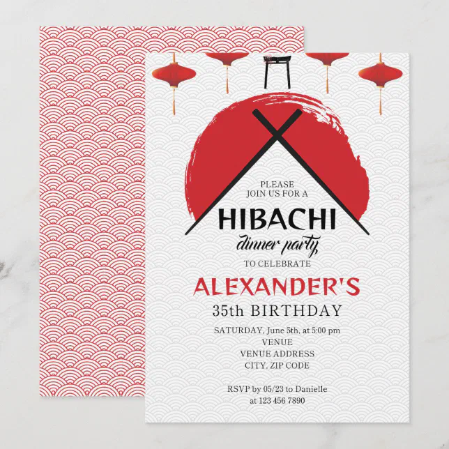 Hibachi Birthday Party Private Chef Japanese Theme Invitation | Zazzle