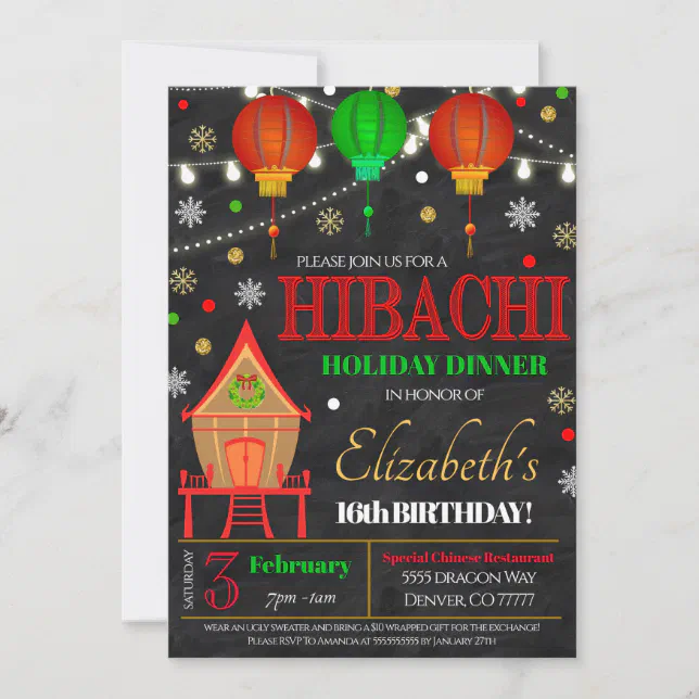 Hibachi Holiday Dinner Party Invitation | Zazzle
