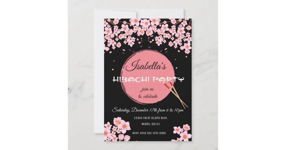 Hibachi Japanese Dinner Birthday Party Invitation | Zazzle