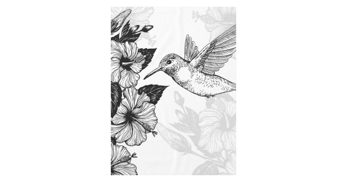 Hibiscus and hummingbird tablecloth | Zazzle