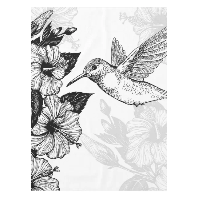 Hibiscus and hummingbird tablecloth | Zazzle