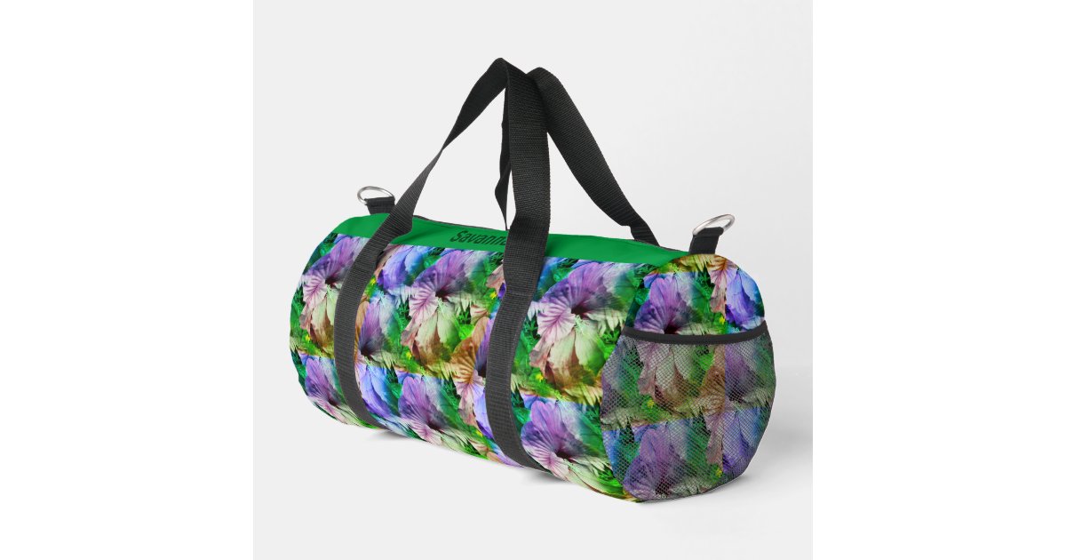 Hibiscus Flower Abstract Distressed Personalized Duffle Bag | Zazzle