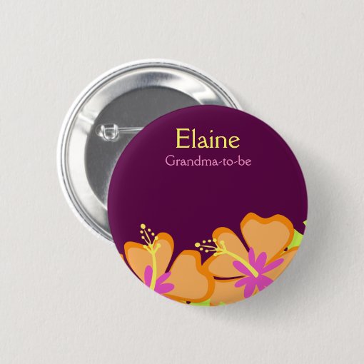 HIBISCUS FLOWER NAME TAG Personalized Button | Zazzle
