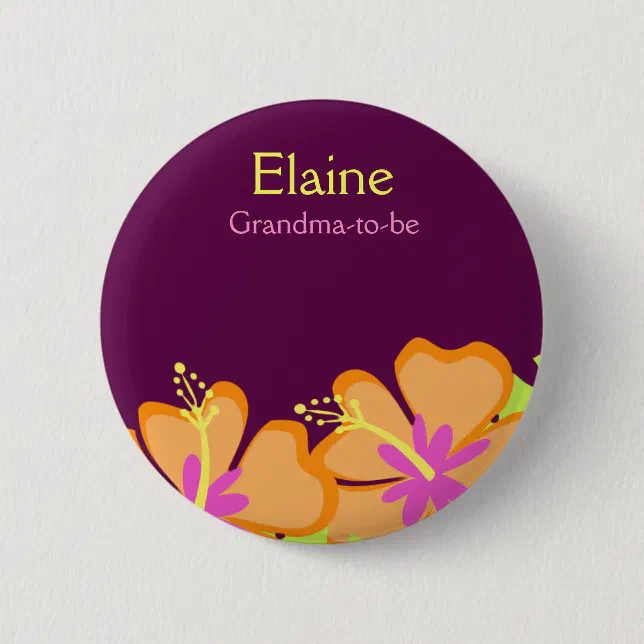 HIBISCUS FLOWER NAME TAG Personalized Button | Zazzle
