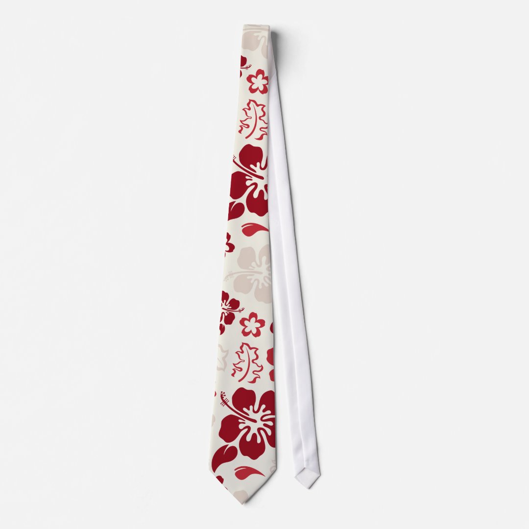 Hibiscus Flower Pattern Tie | Zazzle