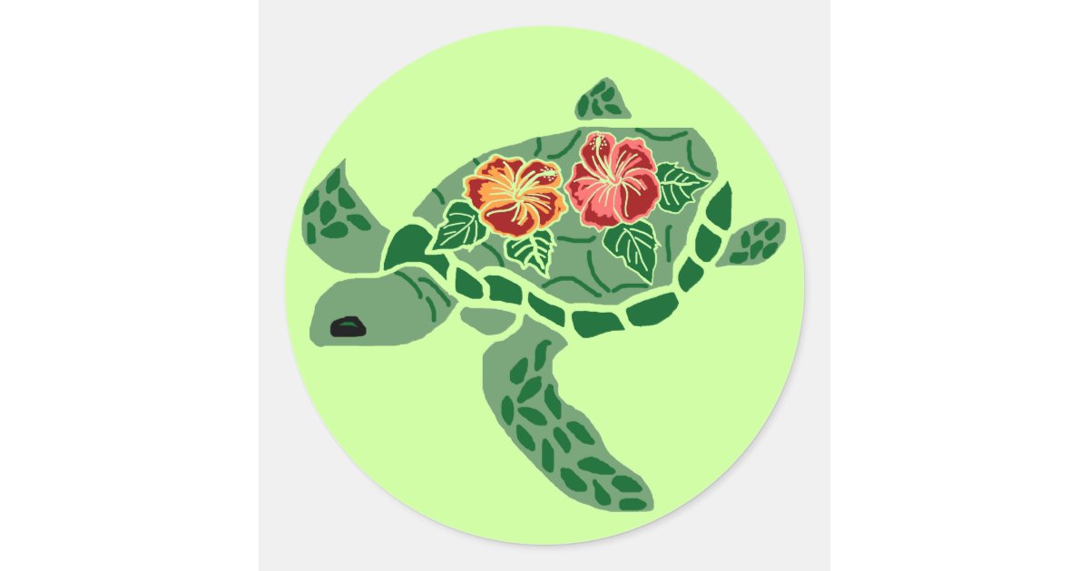 Hibiscus flower sea turtle stickers | Zazzle