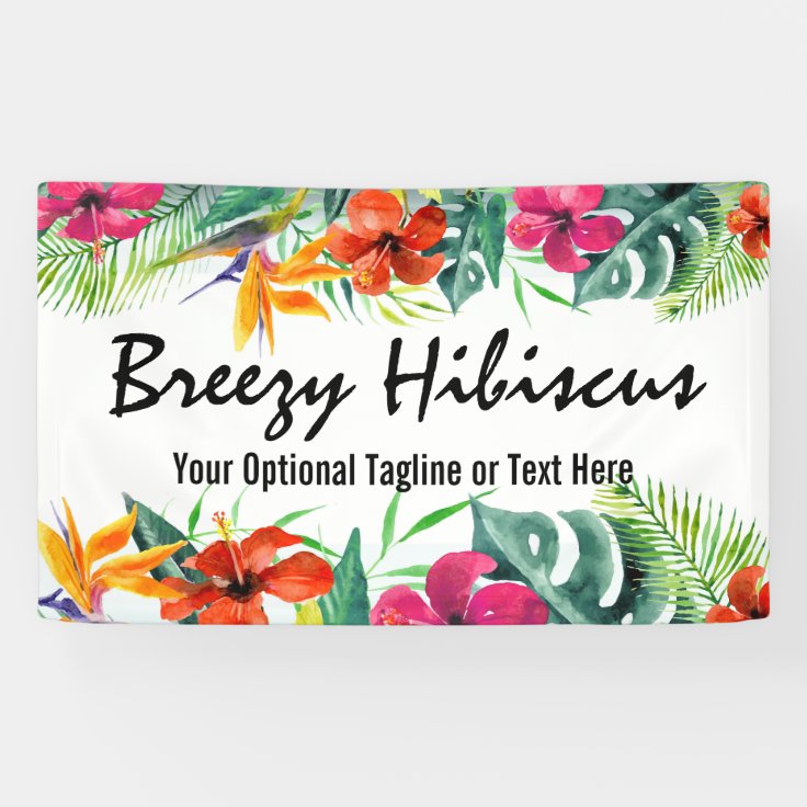Hibiscus Flower Tropical Paradise Hawaiian Floral Banner | Zazzle