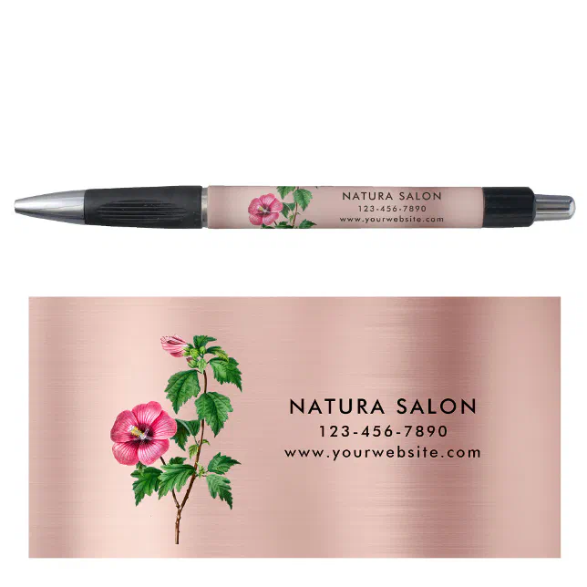 Hibiscus Salon Business Promotional Rose Gold Pen | Zazzle
