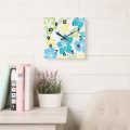 Hibiscus tropical hawaiian flowers floral decor square wall clock | Zazzle