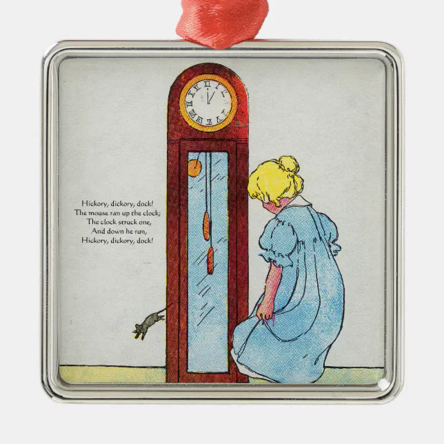 Hickory, dickory, dock! The mouse ran up the clock Metal Ornament | Zazzle