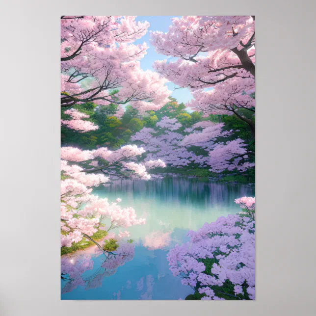 Hidden Sakura Pond Poster | Zazzle