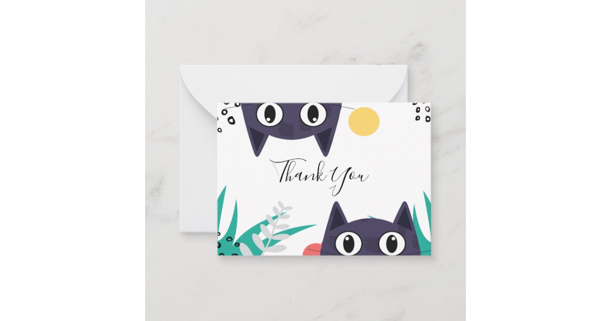 Hiding Cat Thank You Note Card | Zazzle