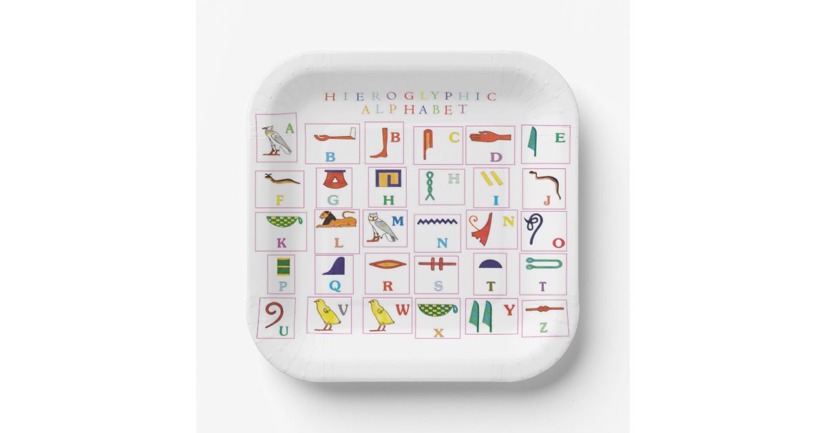 Hieroglyphic Alphabet Paper Plates | Zazzle
