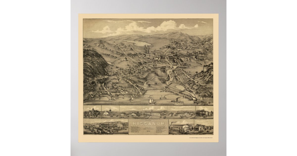 Higganum, CT Panoramic Map - 1881 Poster | Zazzle