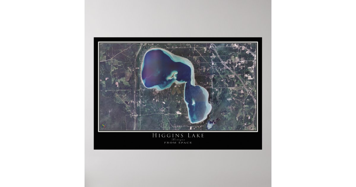 Higgins Lake Michigan Satellite Poster Map | Zazzle
