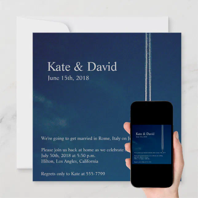 High Altitude Airplane Destination Wedding Custom Invitation | Zazzle