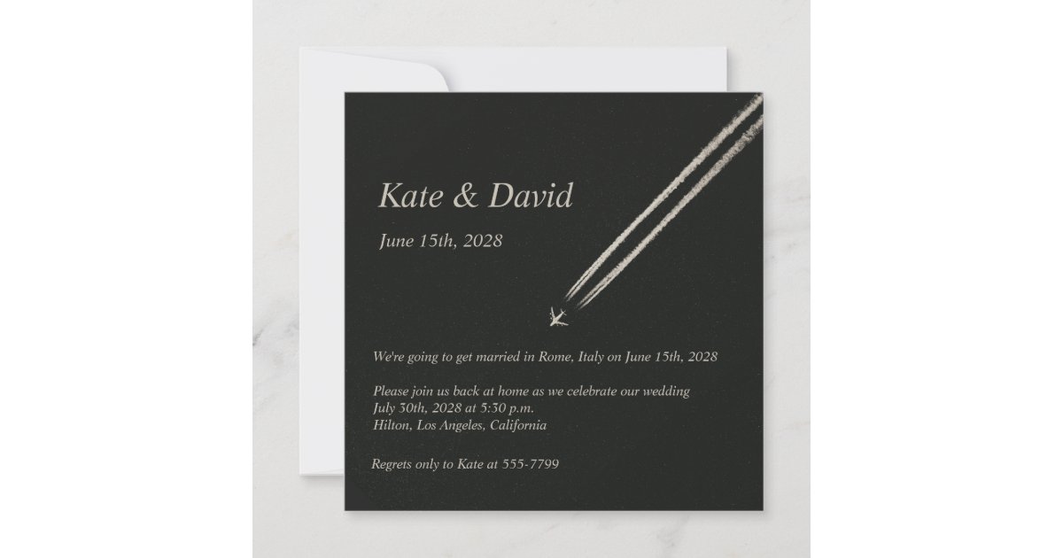 ©High Altitude Airplane Destination Wedding Invitation | Zazzle