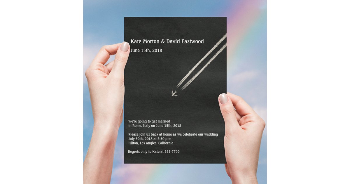 ©High Altitude Airplane Destination Wedding Invitation | Zazzle