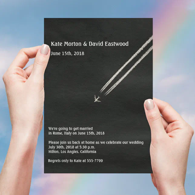 ©High Altitude Airplane Destination Wedding Invitation | Zazzle