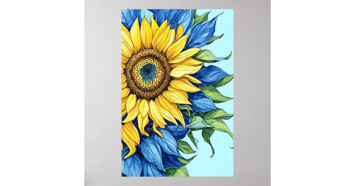 High-detailed Sunflower Illustration Poster | Zazzle