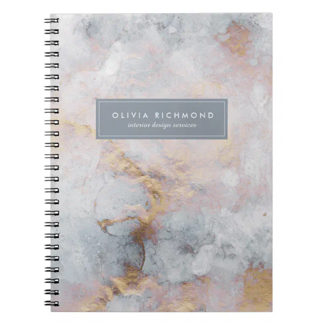 High-End Gold and Grey Marble Texture Note Book | Zazzle