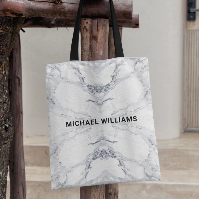 High Fashion Personalized Marble Pattern Tote Bag | Zazzle