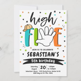 High Five Birthday Hi Five 5th Birthday Party Invitation | Zazzle