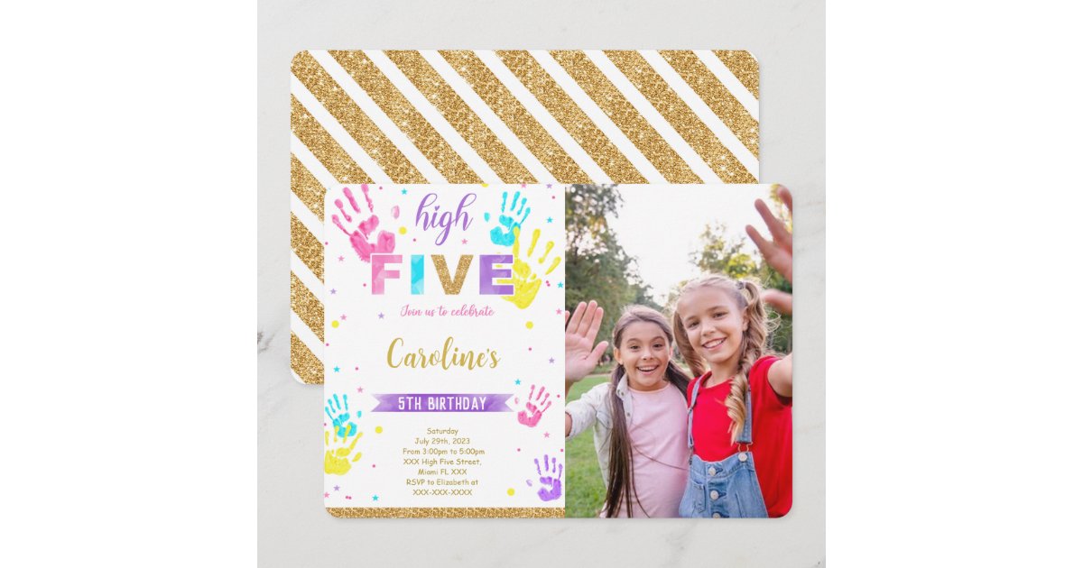 High Five Birthday Photo Invitation | Zazzle