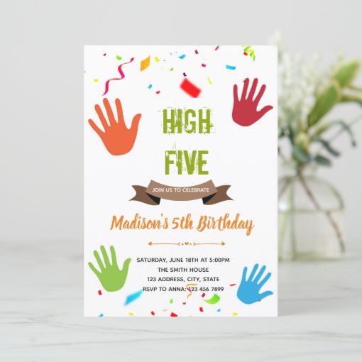 High five birthday theme card invitation | Zazzle