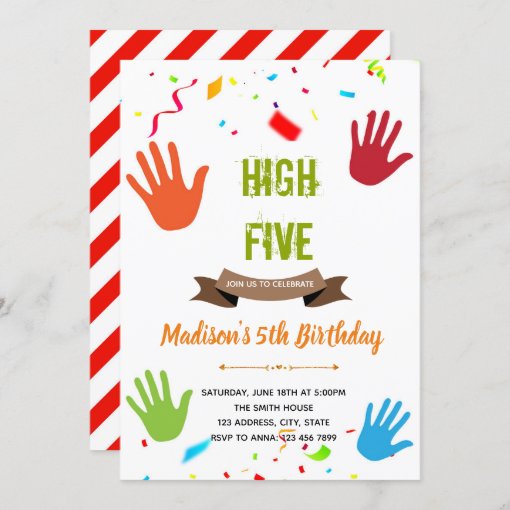 High five birthday theme card invitation | Zazzle