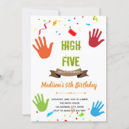 High five birthday theme card invitation | Zazzle