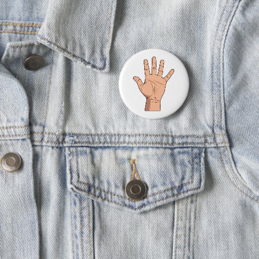 High Five Open Hand Sign Five Fingers Gesture Button | Zazzle