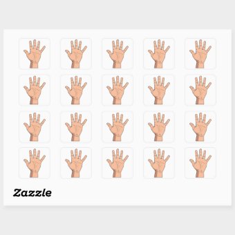 High Five Open Hand Sign Five Fingers Gesture Square Sticker | Zazzle
