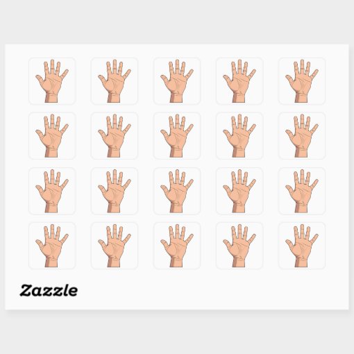 High Five Open Hand Sign Five Fingers Gesture Square Sticker | Zazzle